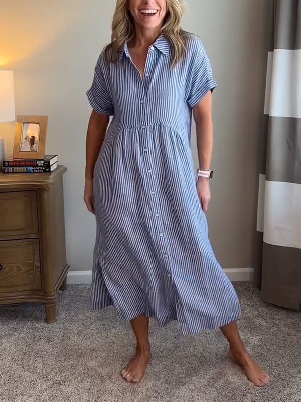 Cassie - Elegant Striped Dress – Sinclair Toronto